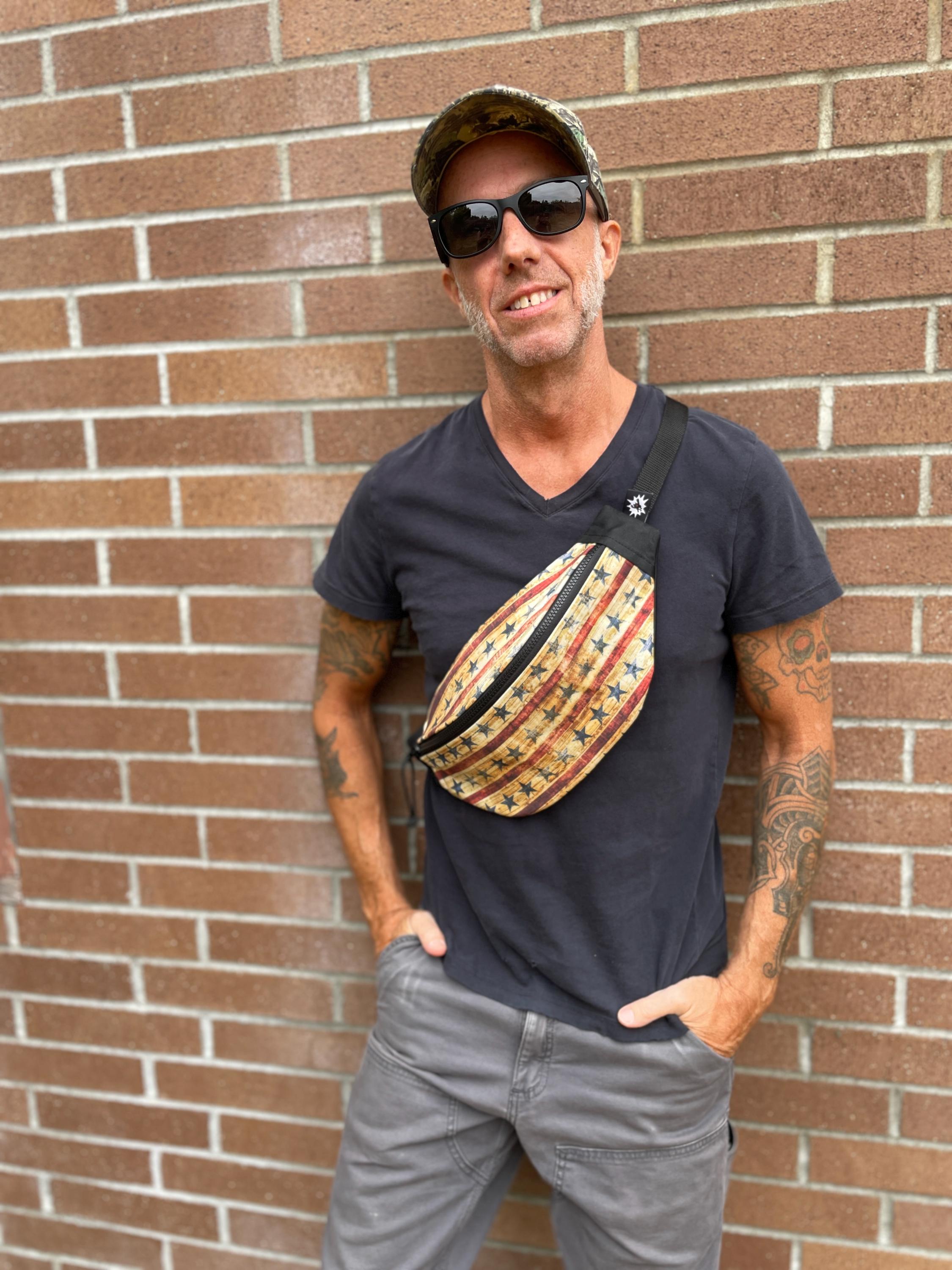 Patriotic Waxed Canvas Sling Bag: Stars & Stripes Hip Pack, Handmade ...