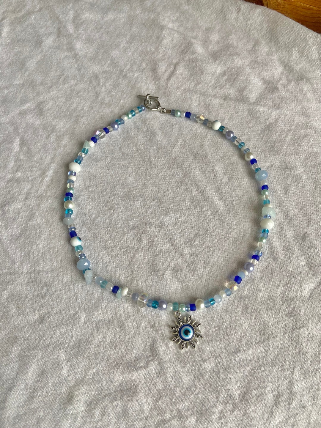 Evil Eye Sun Beaded Necklace - Etsy