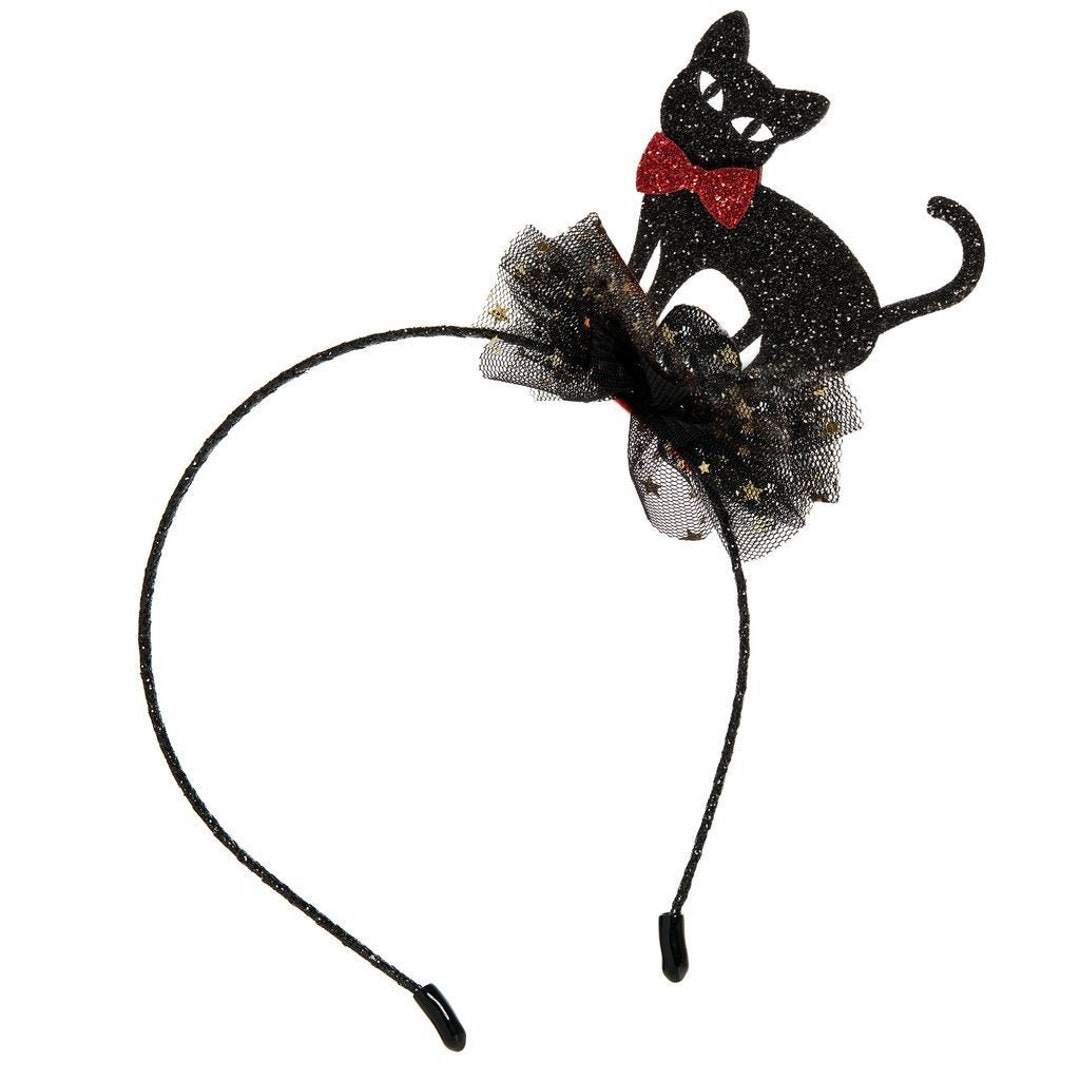 Black Cat Headband With Tulle Black Cat Head Band for Girls - Etsy