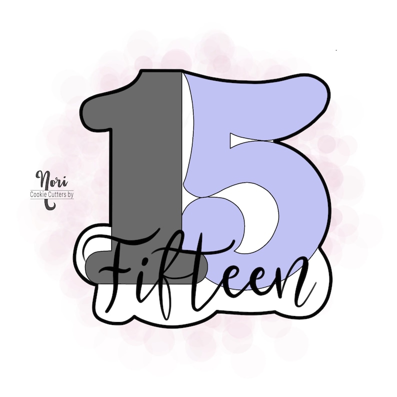 Number 15 Lettered Fifteen Cookie Cutter - Cookie Cutters by Nori ...