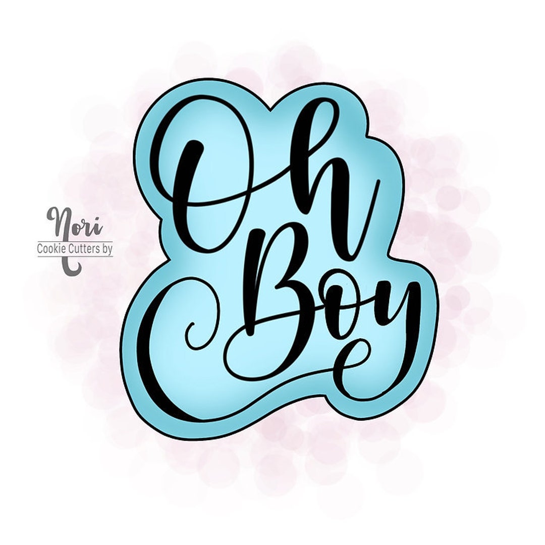 Oh Boy Lettered Plaque Cookie Cutter With Optional Stencil - Cookie ...