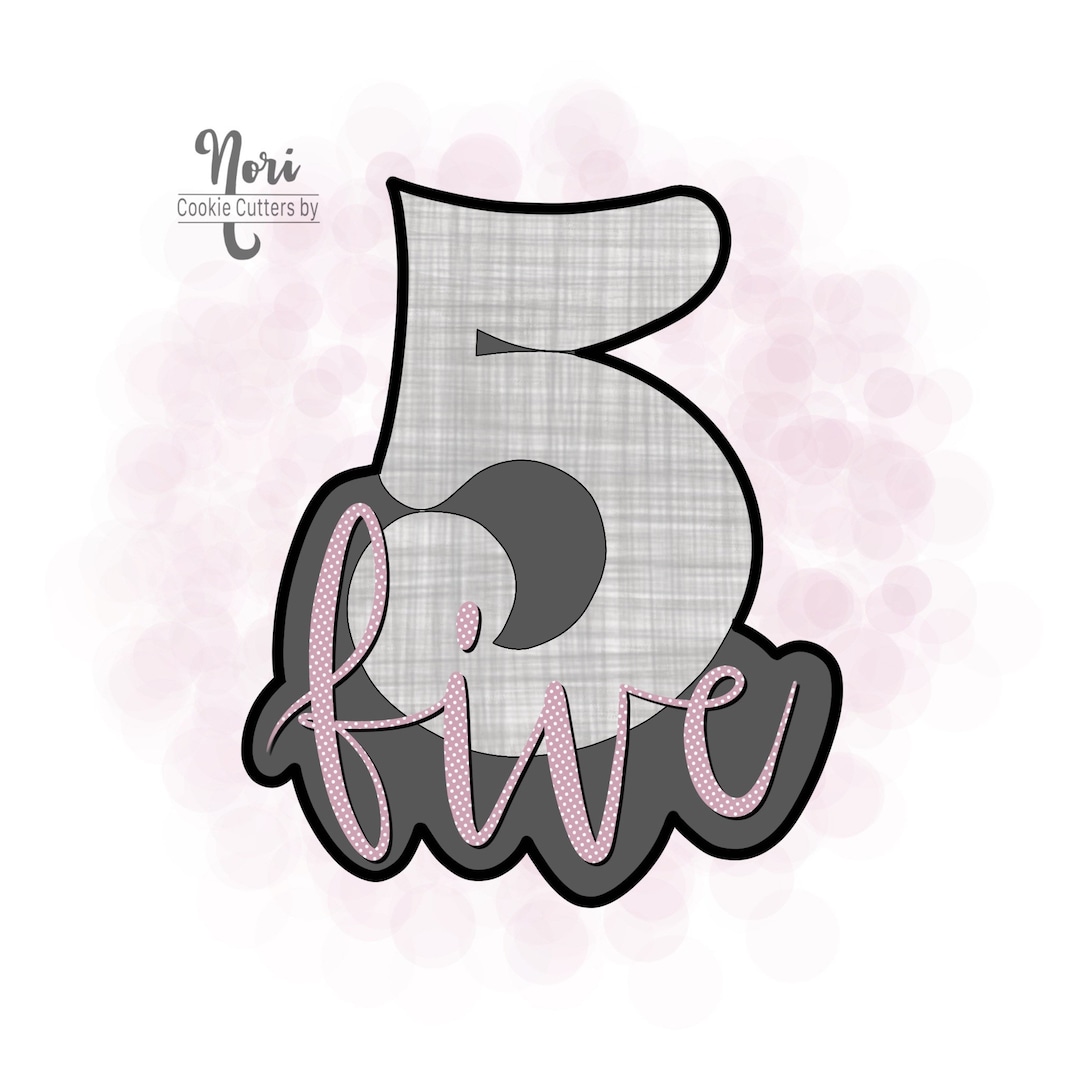 Number 5 Lettered Five Cookie Cutter - Cookie Cutters by Nori - CN0849 - Etsy