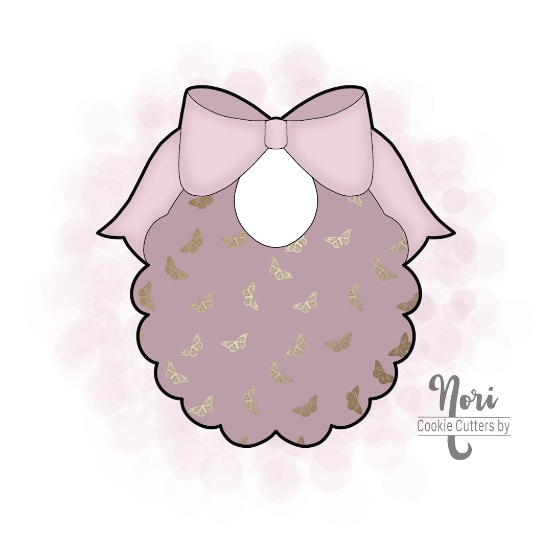 Baby Bib With Bow Cookie Cutter - Cookie Cutters by Nori - CN0193 - Etsy