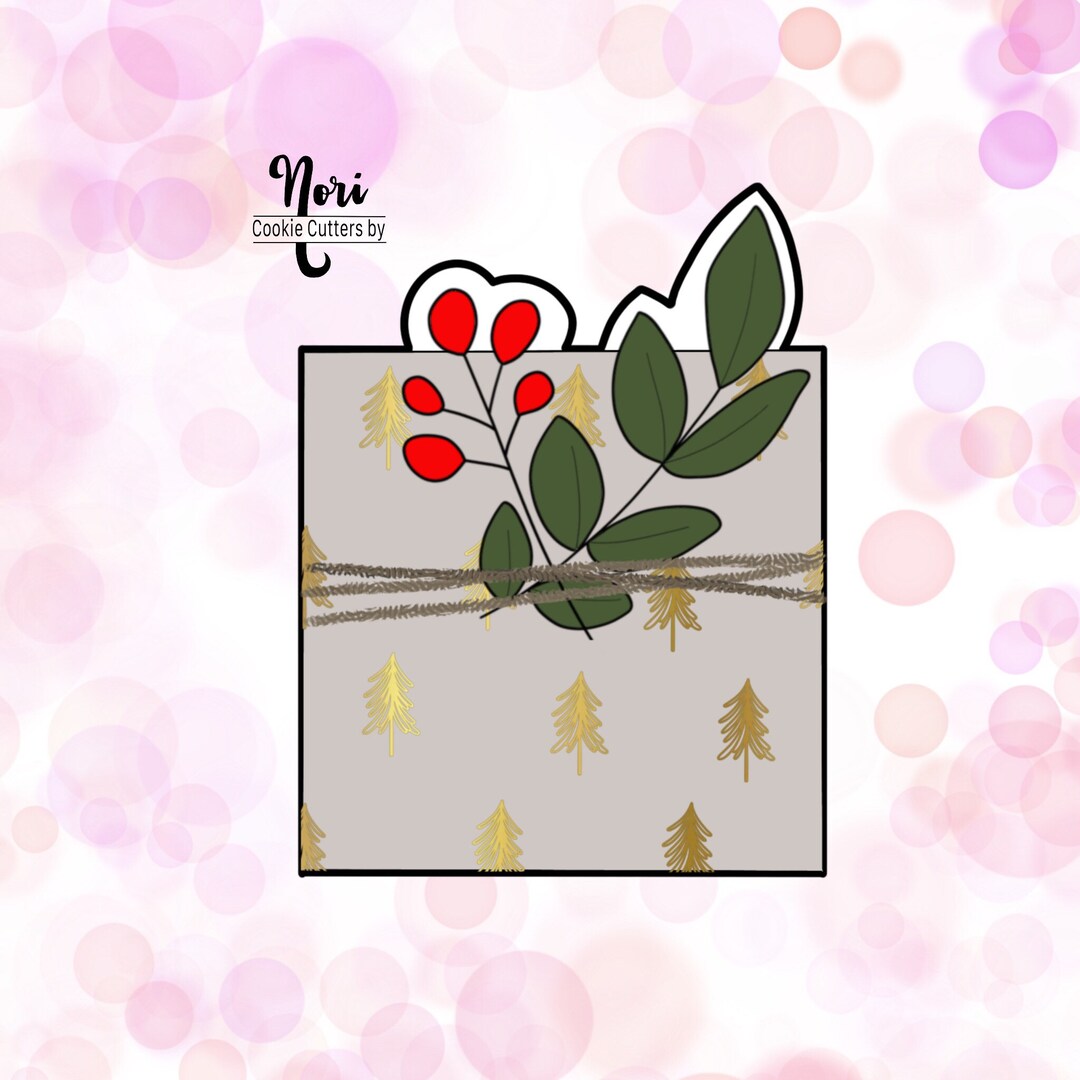 Floral Christmas Gift Box Cookie Cutter Cookie Cutters by Nori CN0420 ...