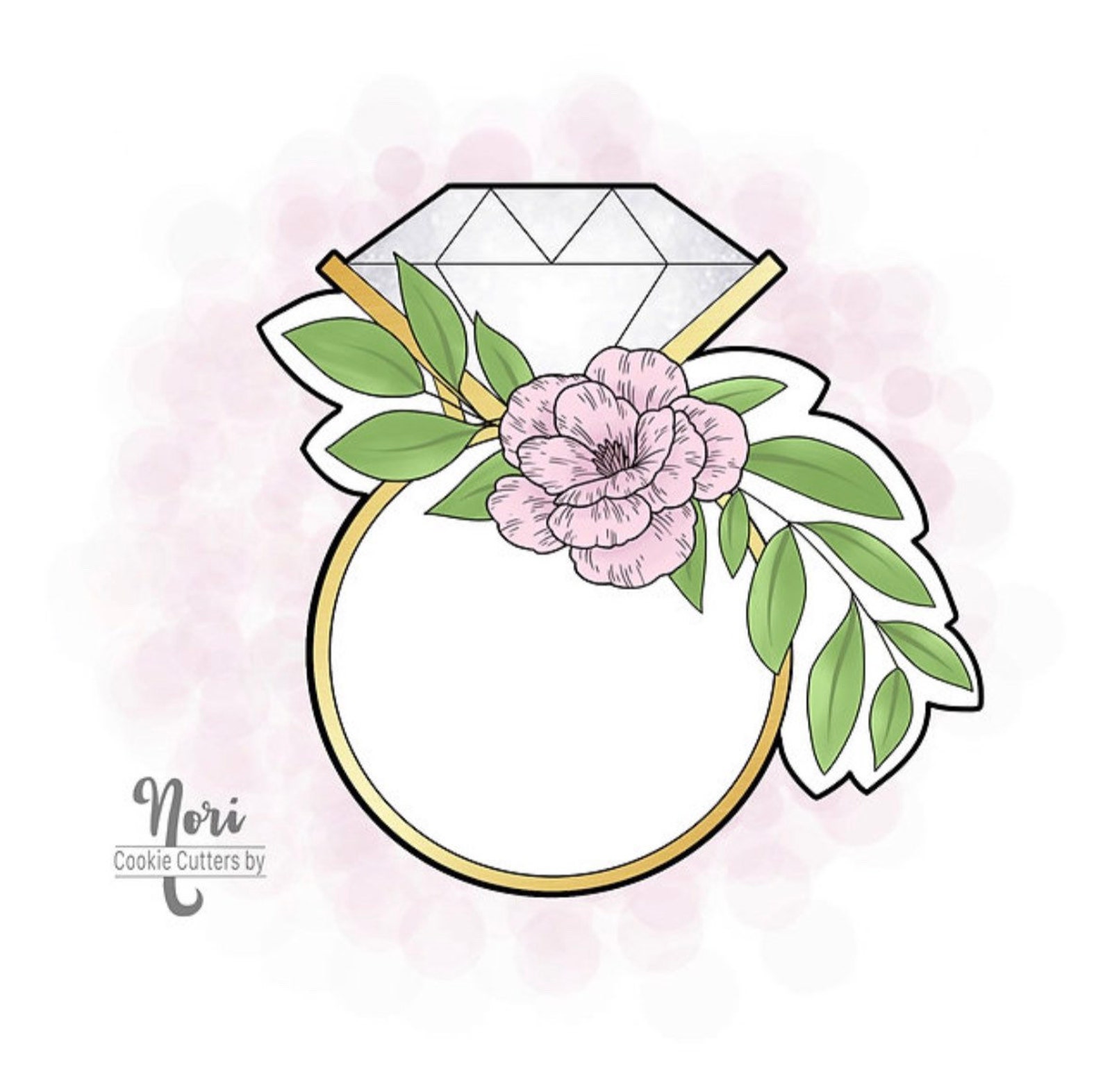 Floral Ring 2 Engagement Diamond Wedding Ring Cookie Cutter - Cookie ...