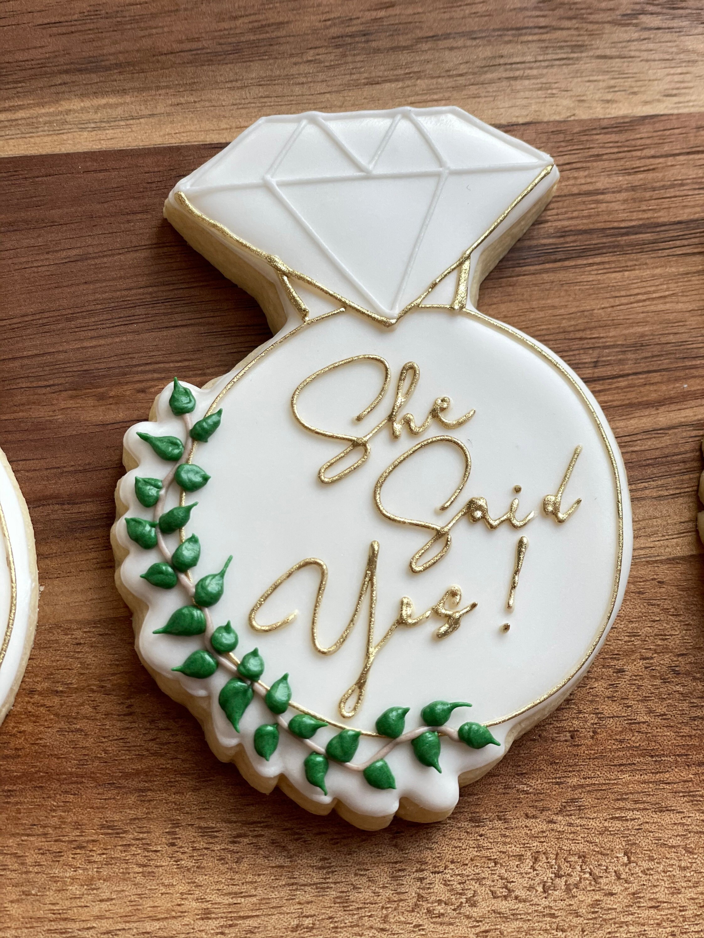 Floral Engagement Diamond Wedding Ring Cookie Cutter Cookie - Etsy