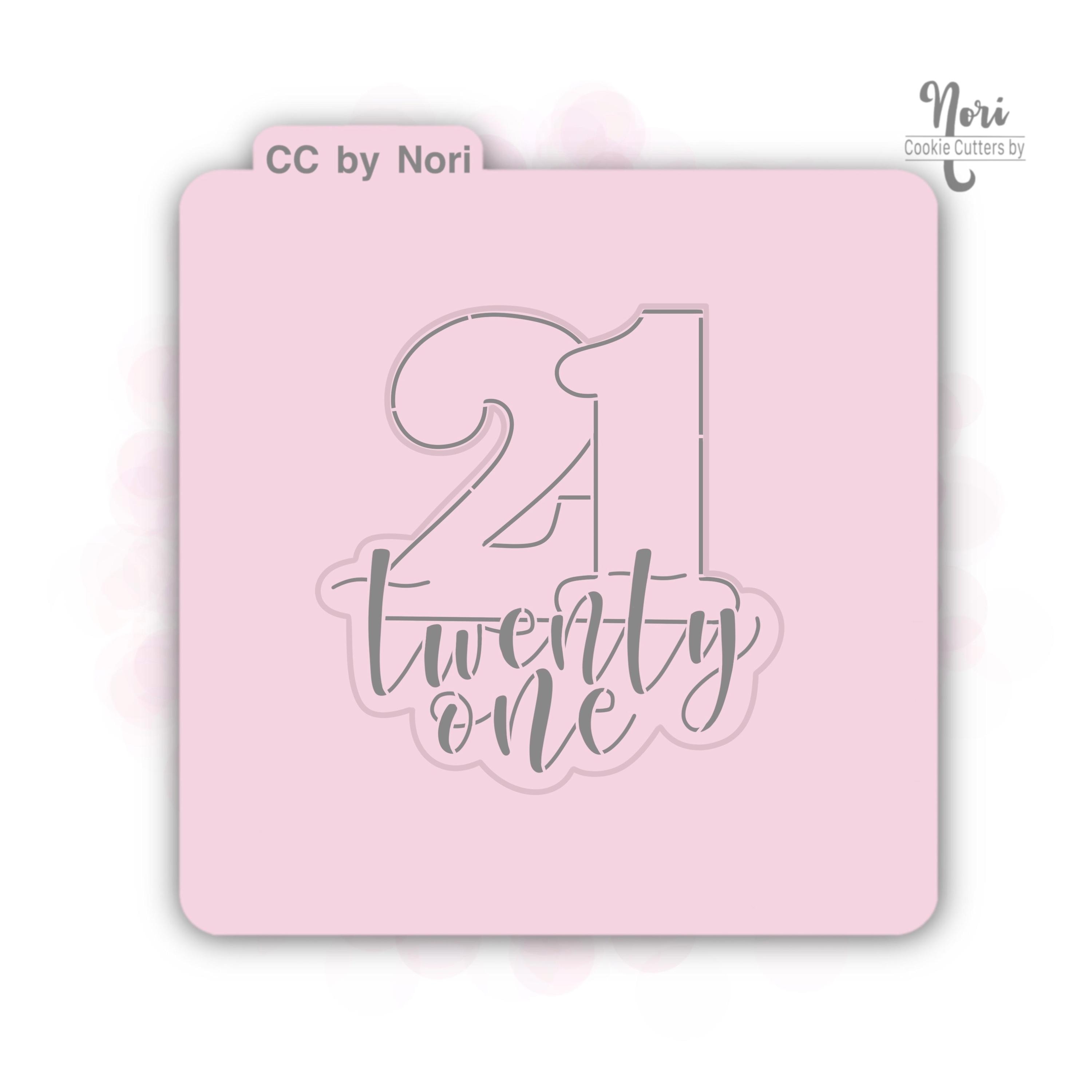 Number 21 Lettered Twenty One Cookie Cutter and Optional Stencil ...