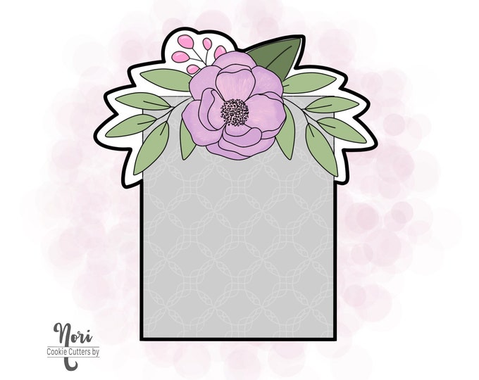 Floral Rectangle Plaque Cookie Cutter Cookie Cutters by Nori - Etsy
