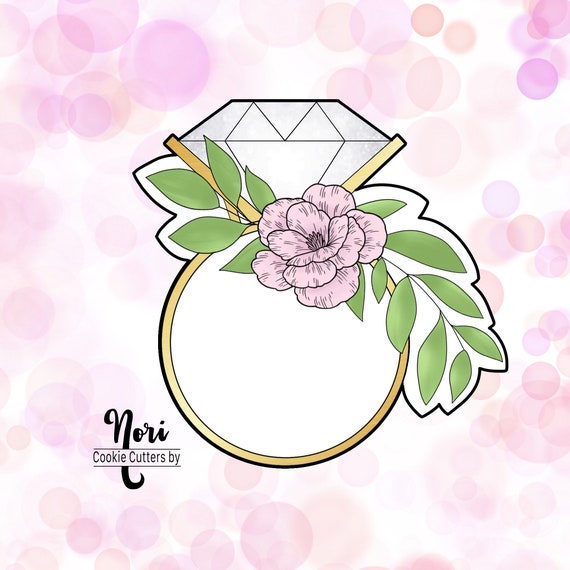 Floral Ring 2 Engagement Diamond Wedding Ring Cookie Cutter - Etsy