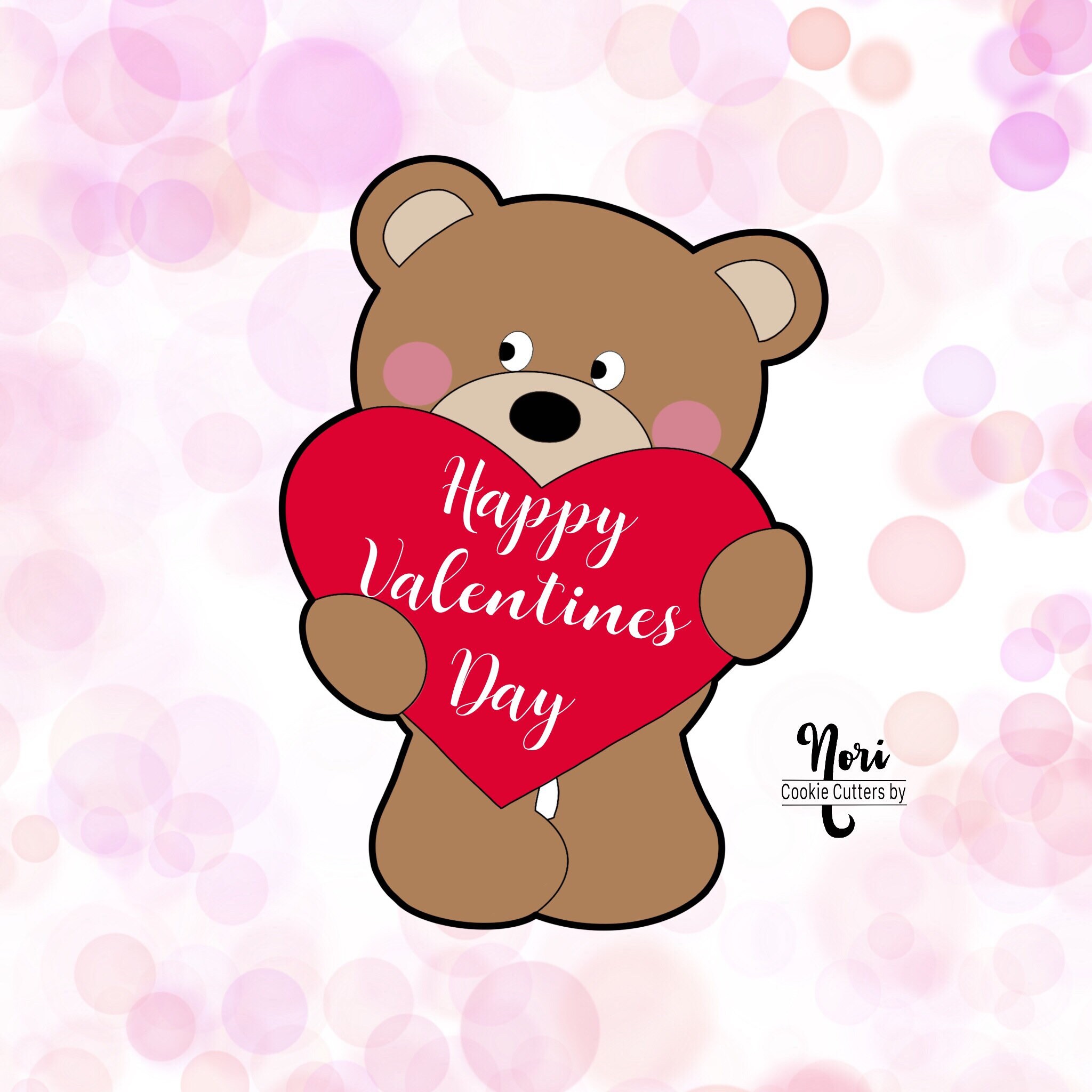 Teddy Bear Standing With Heart Valentines Day Bear Woodland - Etsy