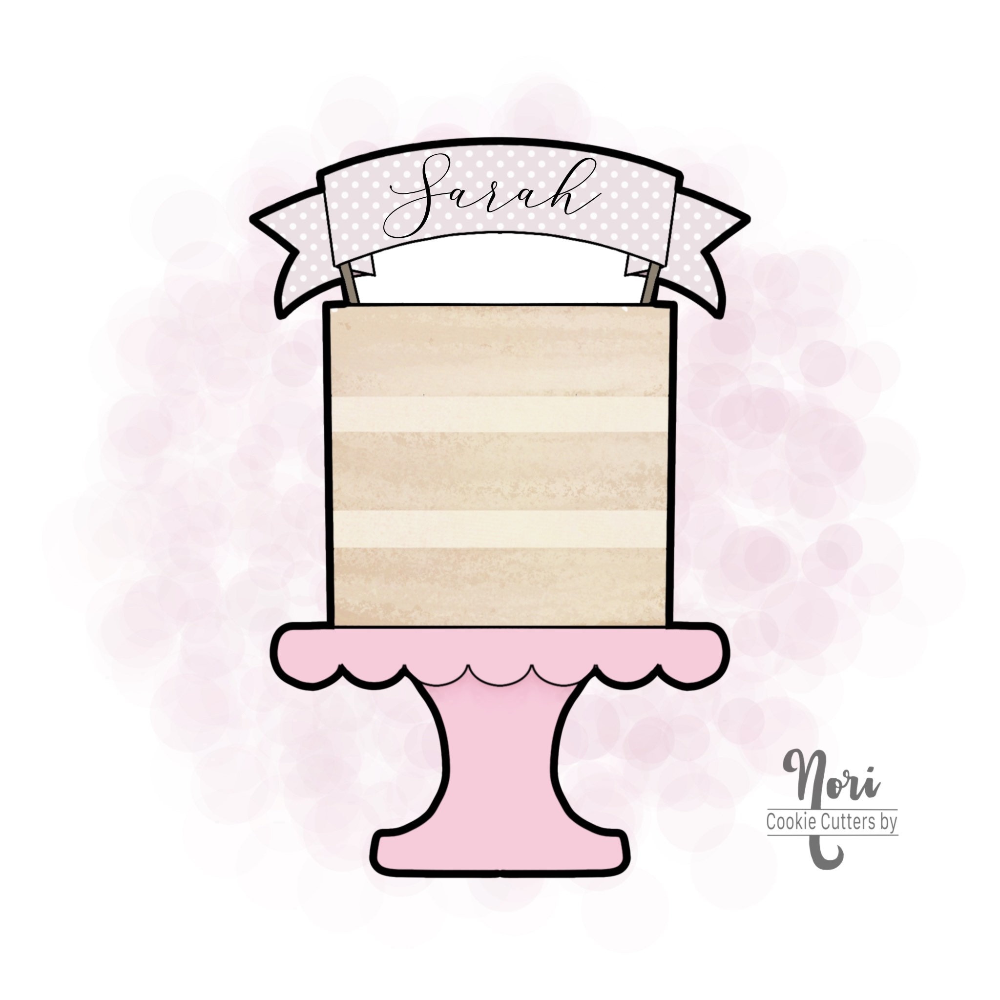 Cake on a Stand With Banner Birthday Cookie Cutter - Cookie Cutters by ...