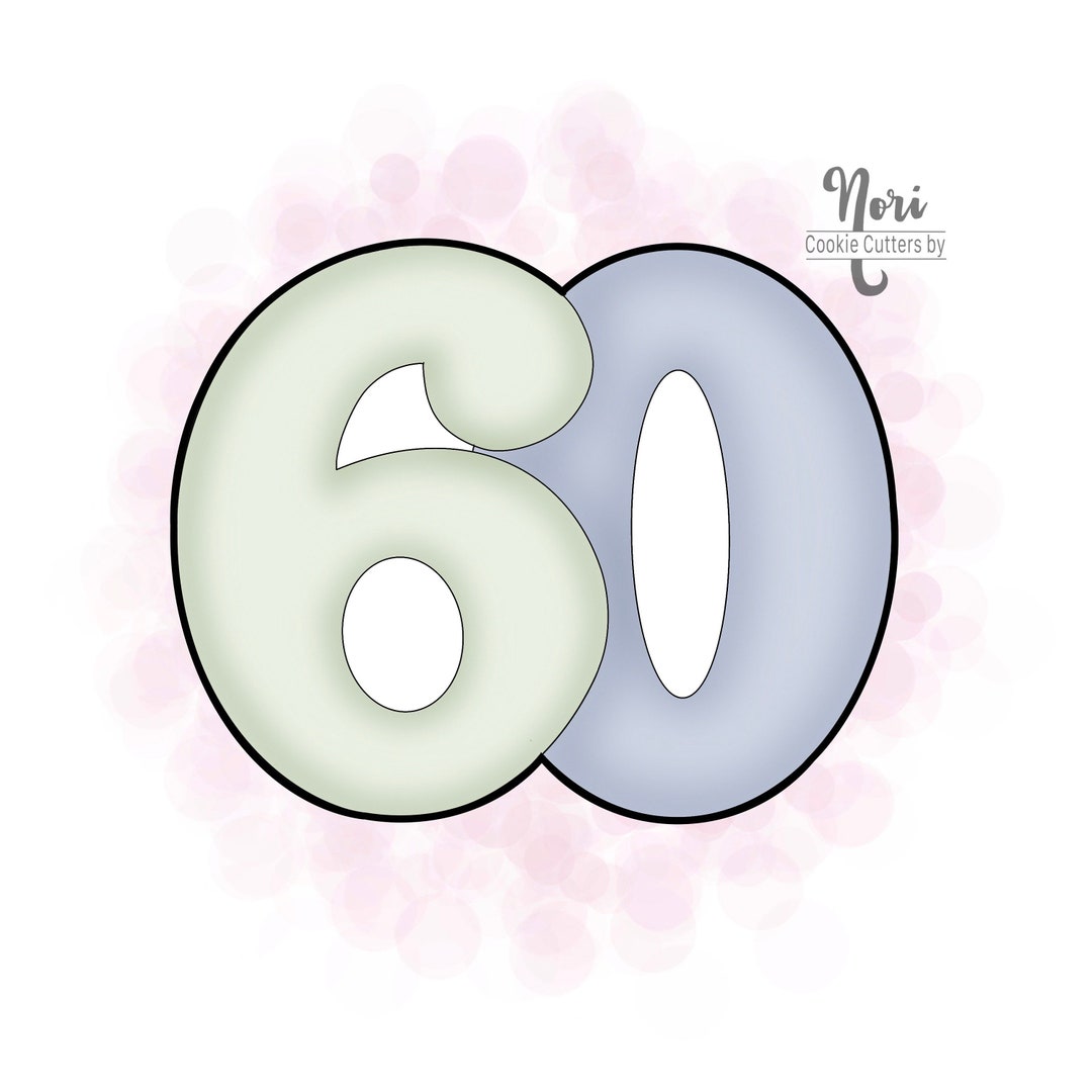Number 60 With and Without Cutouts Cookie Cutter- Cookie Cutters by ...