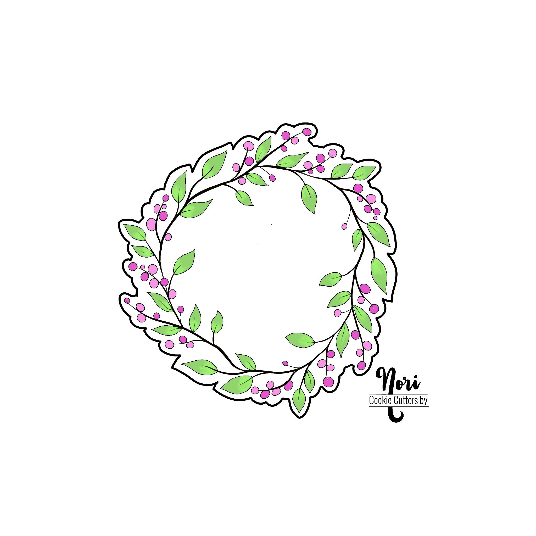 Floral Wreath Cookie Cutter With Greenery Cookie Cutters by - Etsy