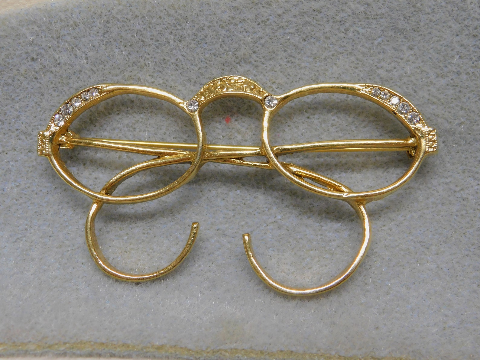 Vintage Rhinestone Trimmed Eye Glass Pin Brooch - Etsy