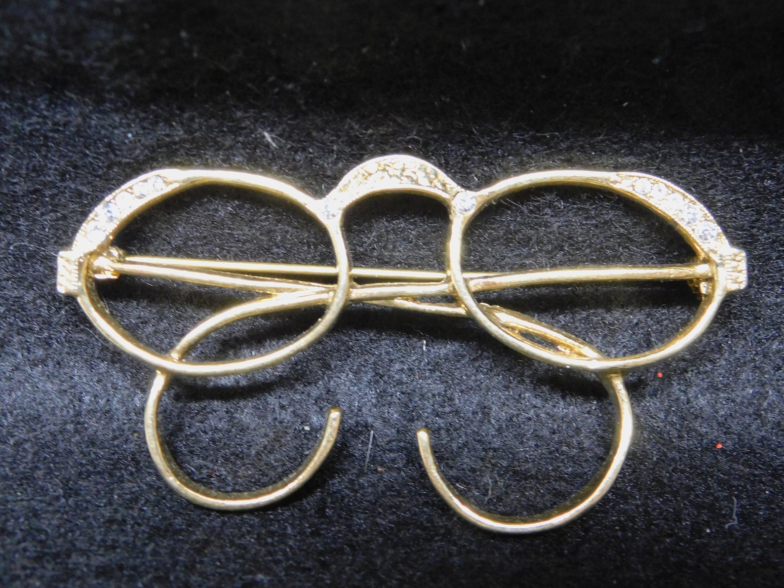 Vintage Rhinestone Trimmed Eye Glass Pin Brooch - Etsy