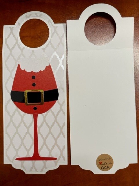 Santa Wine Glass Holiday Bottle Gift Tag Wine Gift Tag - Etsy