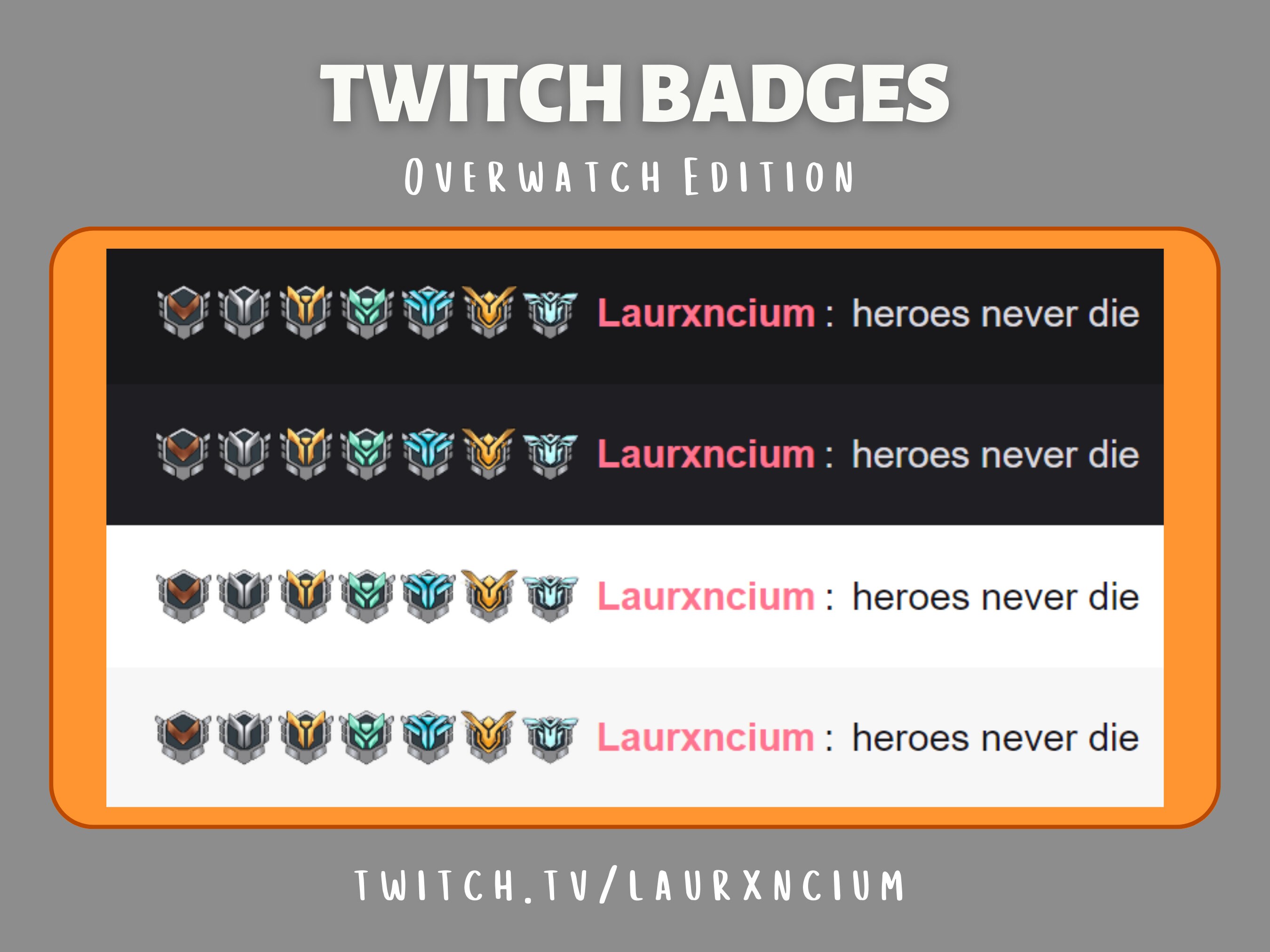 Overwatch Rank Badges 6 Pack Dva, Mercy, Kiriko, Ranked, Gaming, Bit ...