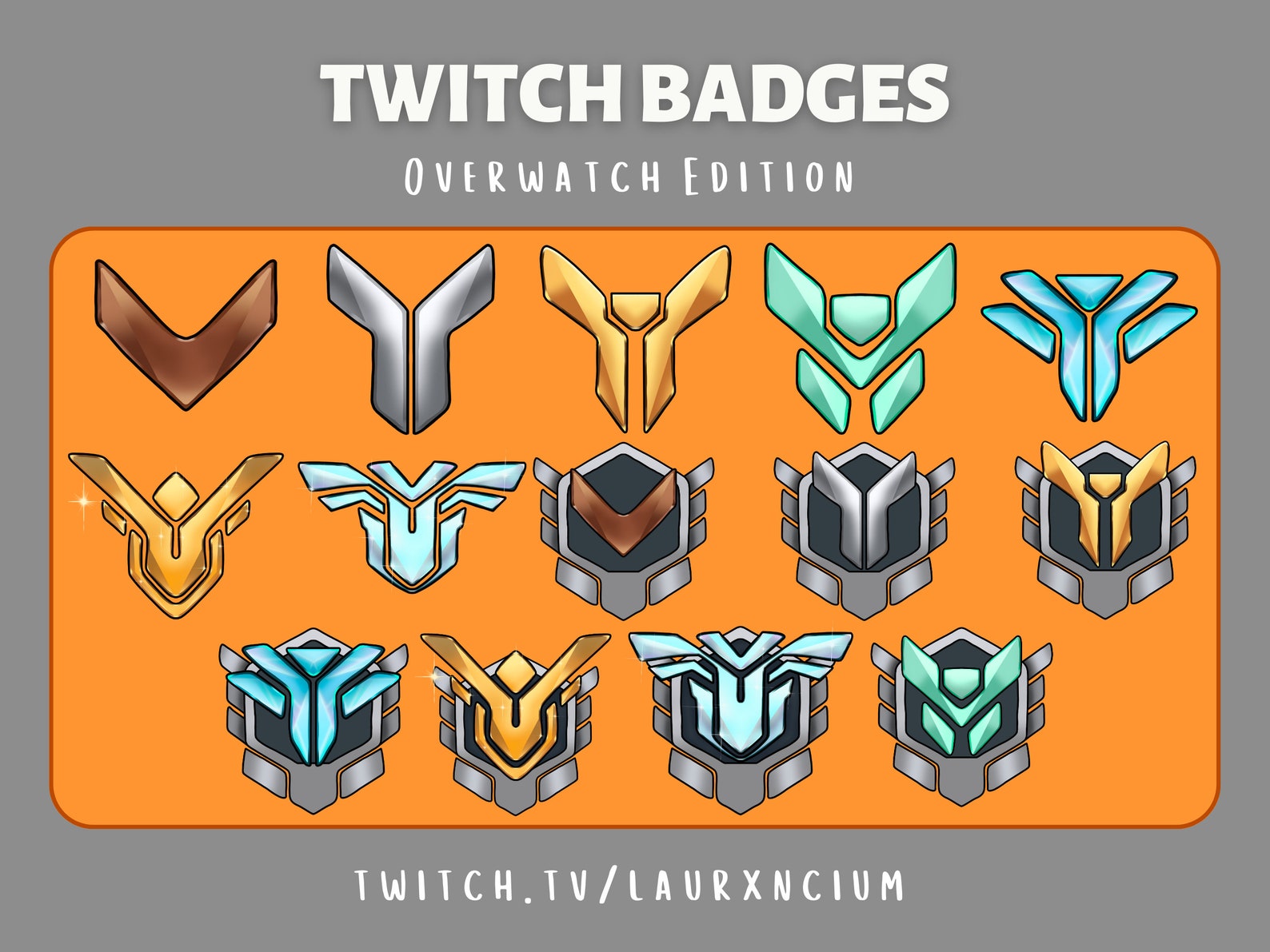 Overwatch Rank Badges 6 Pack Dva, Mercy, Kiriko, Ranked, Gaming, Bit ...