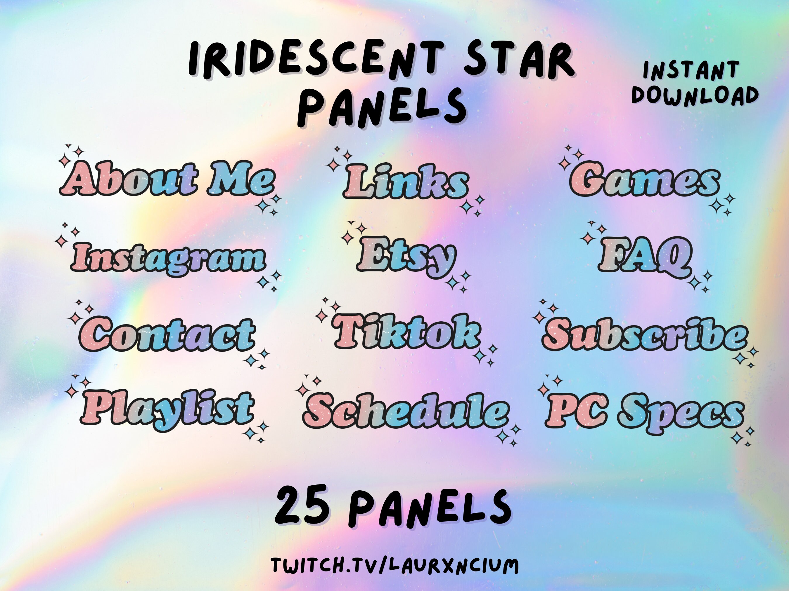 Iridescent Basic Text Twitch Panels Bundle 20 Panels Twitch, Youtube ...