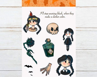 Wednesday Inspired Sticker Set, Addams Stickers, Waterproof Laptop ...