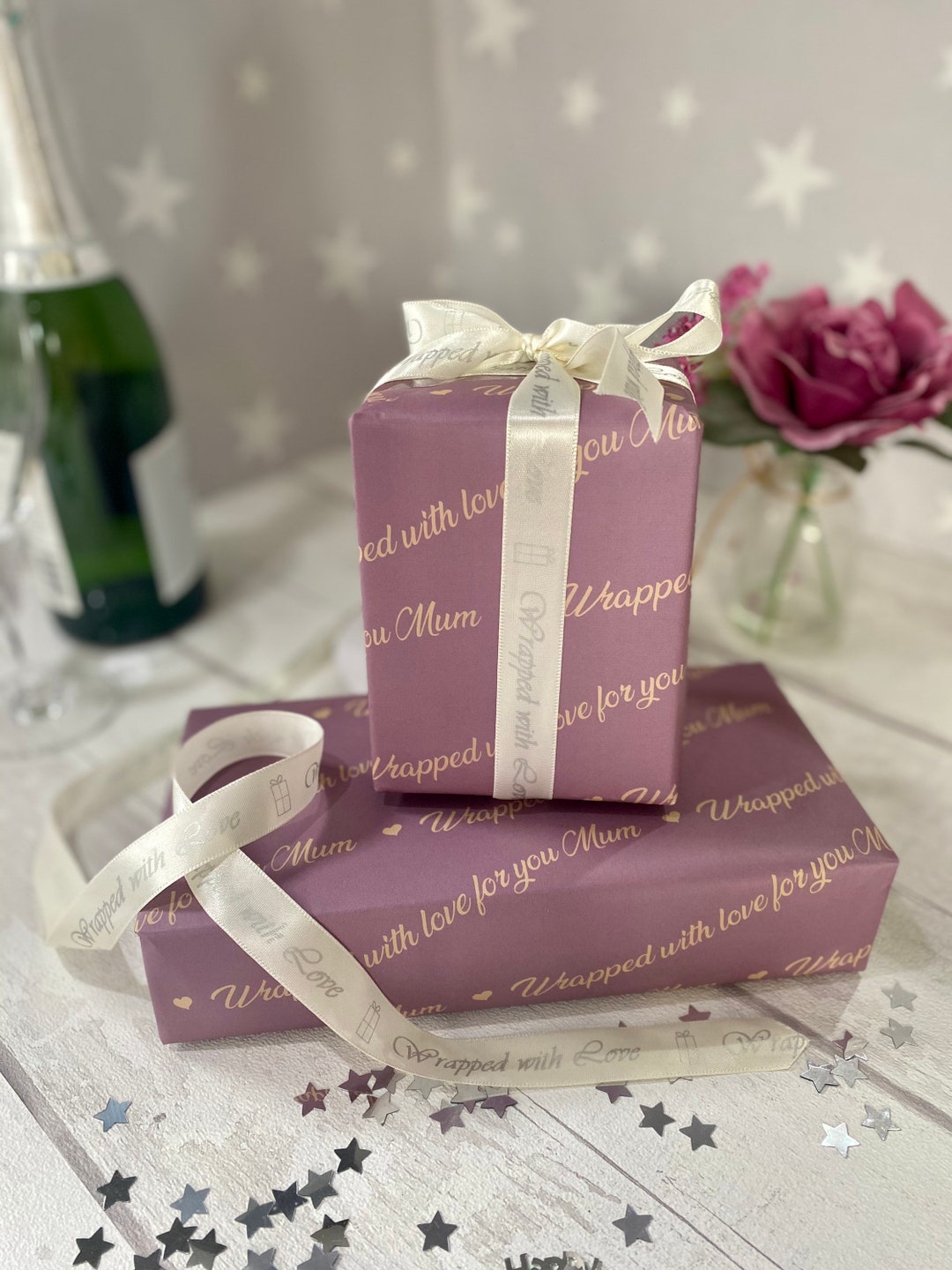 Mum Gift Wrapping Paper Mothers Day Birthday With 1.5 M Ribbon to Match ...