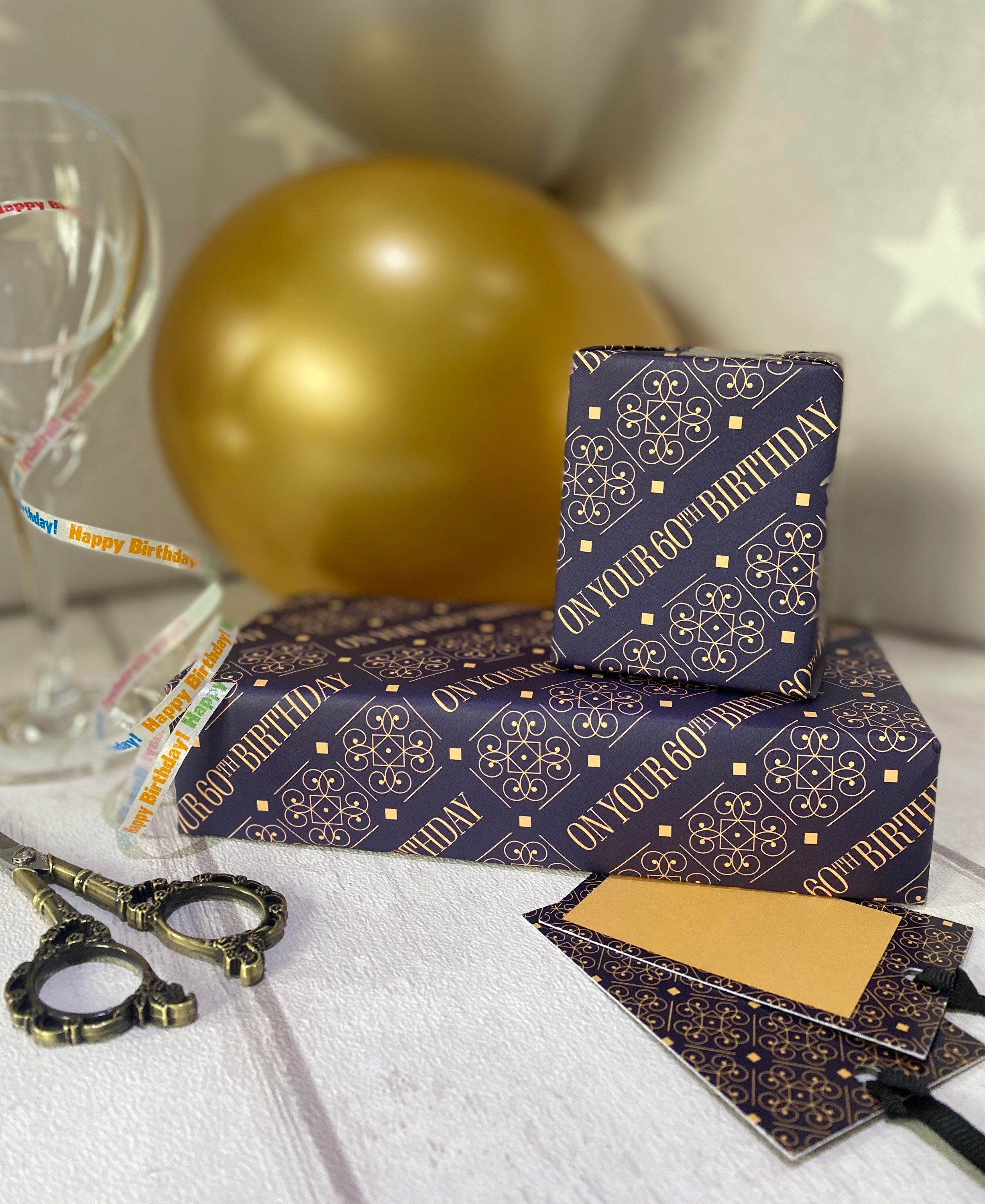 60th Birthday Gift Wrapping Paper 500 X 700 Sheet & 1 Matching - Etsy UK