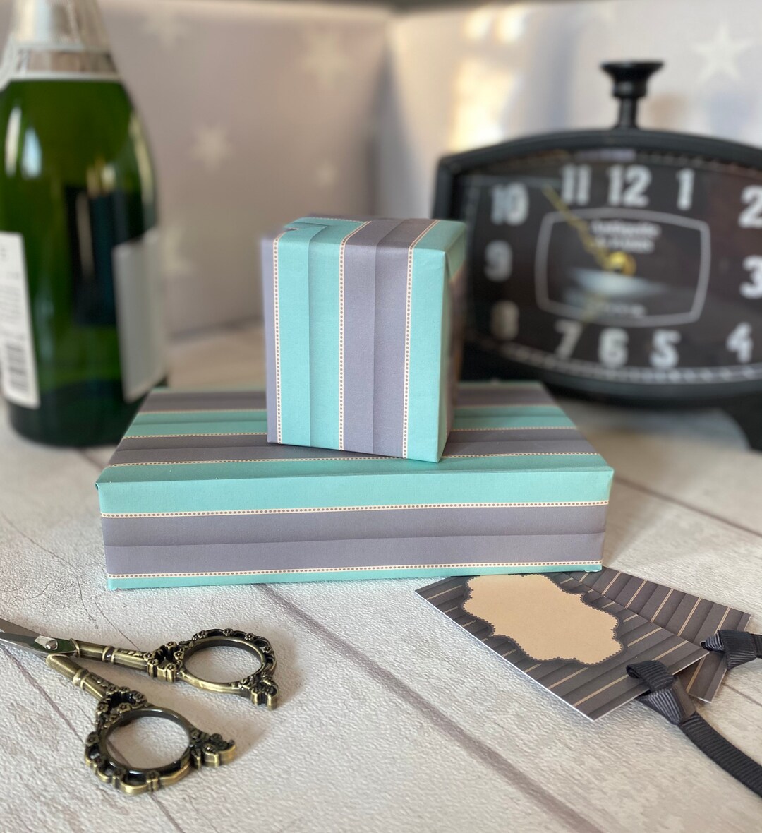 Striped 3d Gift Wrapping Paper X 1 Sheet With 1 Matching Tags - Etsy