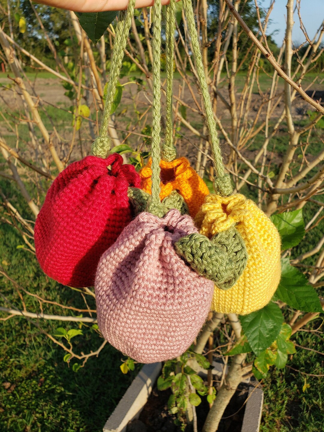 Handmade Drawstring Fruit Shape Cotton Crochet Pouch/sack - Etsy