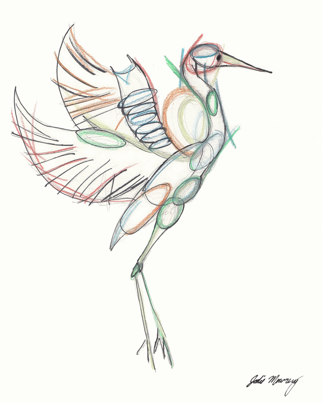 Geometric Crane Art - Unframed Print - Etsy