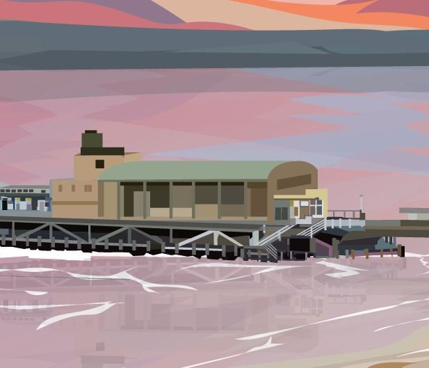 Bournemouth Art Print, Dorset Travel Wall Poster. Hand Drawn by Ed ...