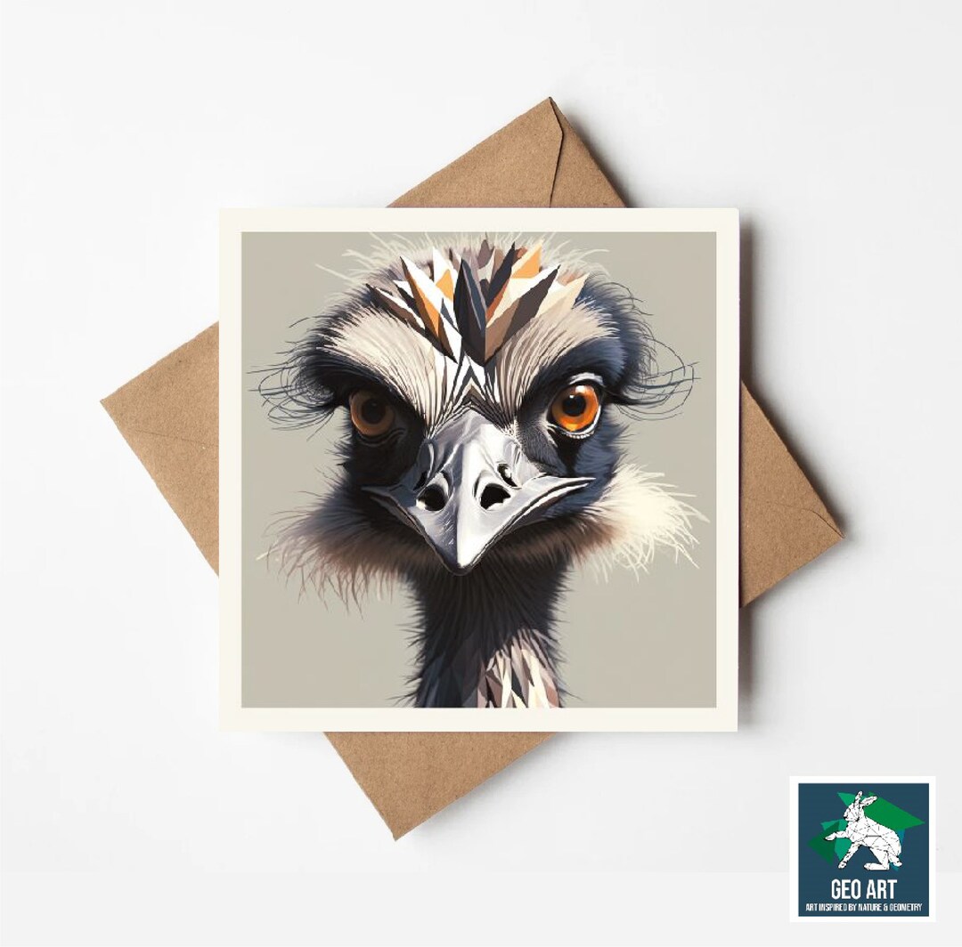Emu Greeting Card - 150x150mm - Quirky Emu Greeting Card - Etsy Australia