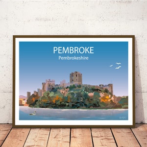 Pembroke Castle Art Print Travel Wall Art Poster. (south West Wales ...