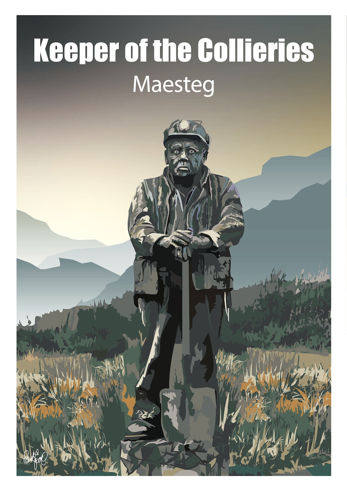 Maesteg Keeper of the Collieries Travel Art Print Poster (south Wales ...