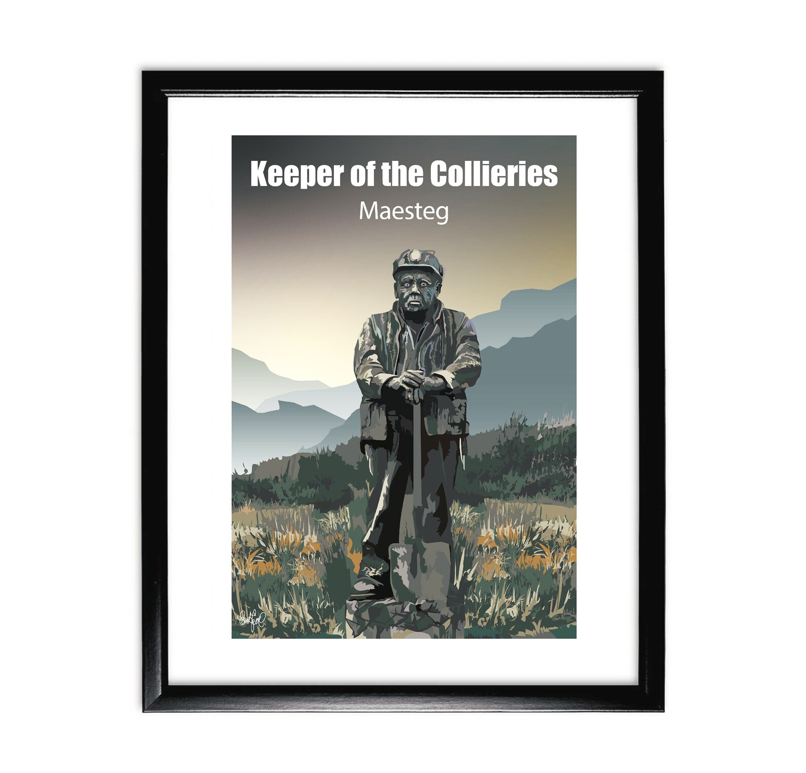Maesteg Keeper of the Collieries Travel Art Print Poster (south Wales ...