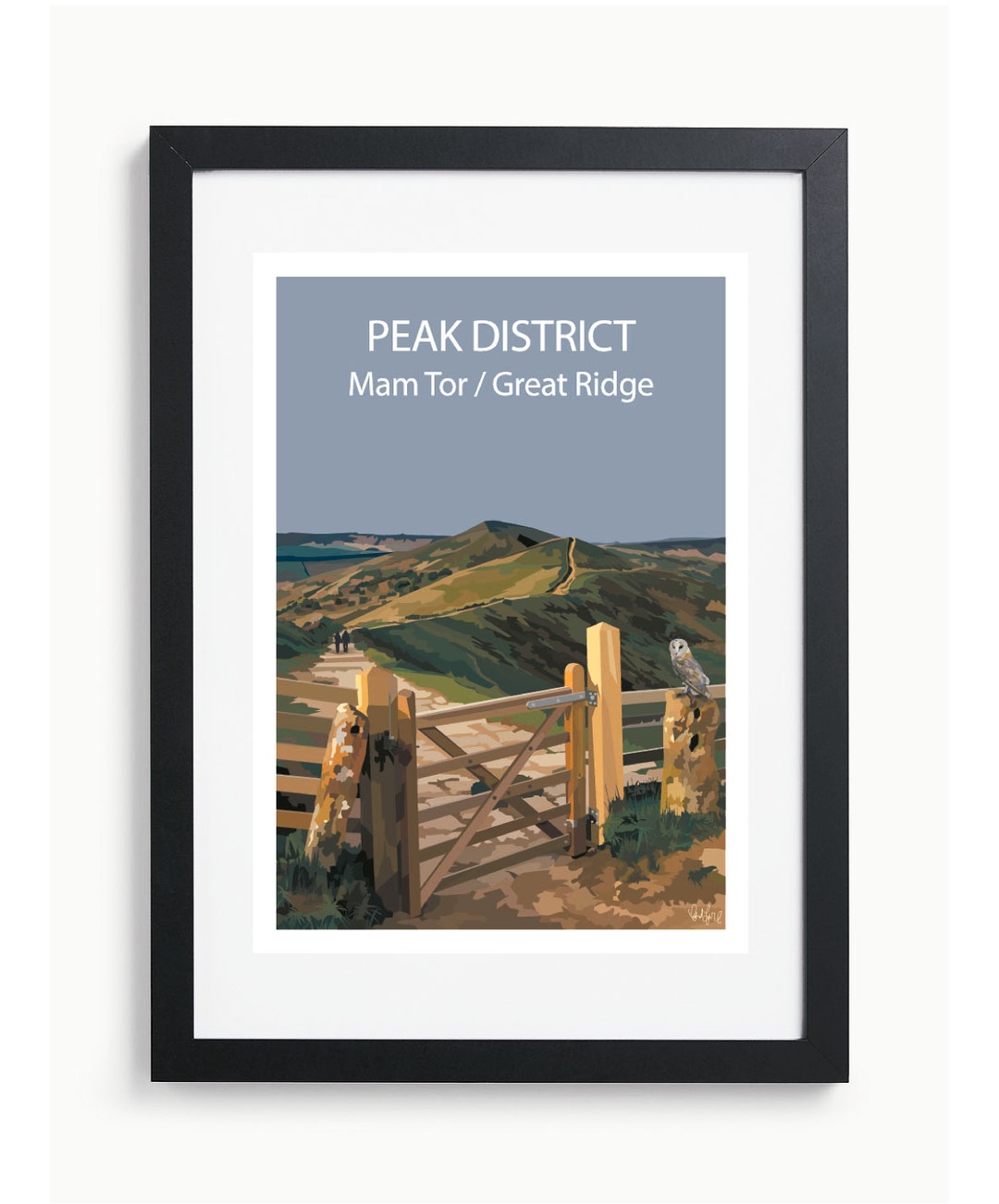 Mam Tor Peak District Art Print Travel Wall Poster Great Ridge England ...