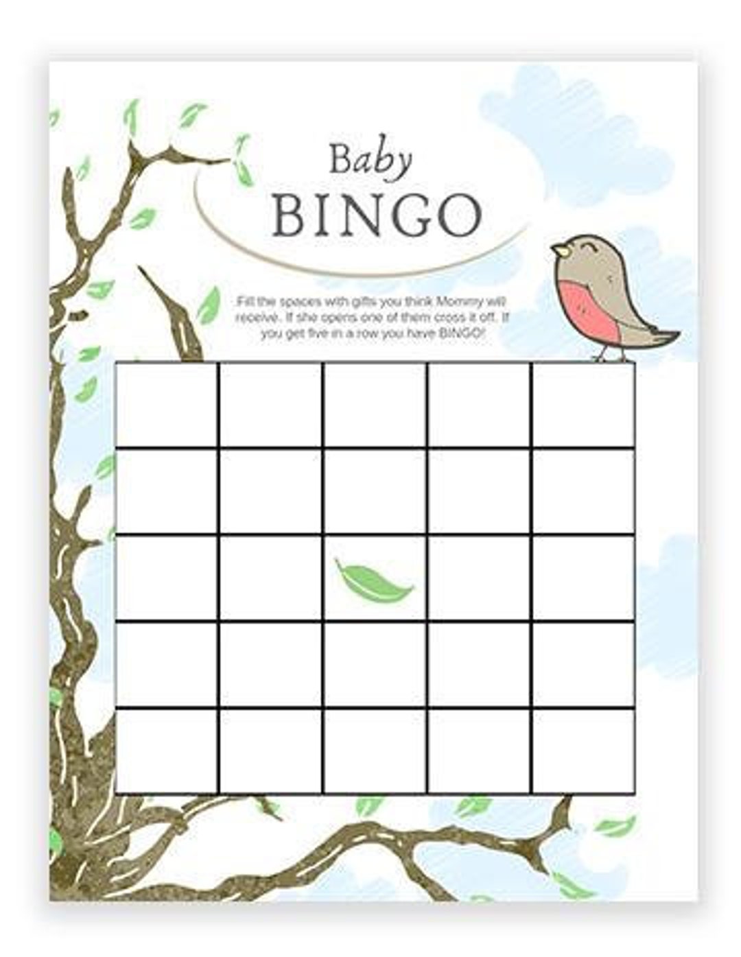 Baby Shower Bingo - Bird Theme Girl - Etsy