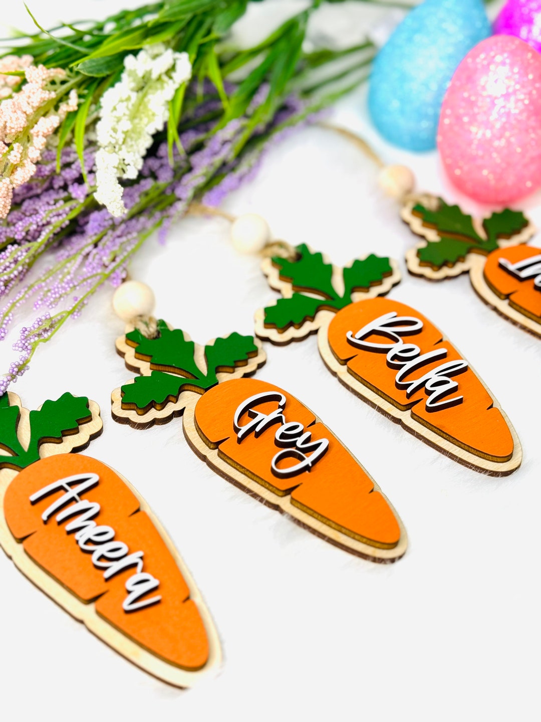 Carrot Basket Tag / Personalized Carrot Name Tag / Custom Easter Name ...