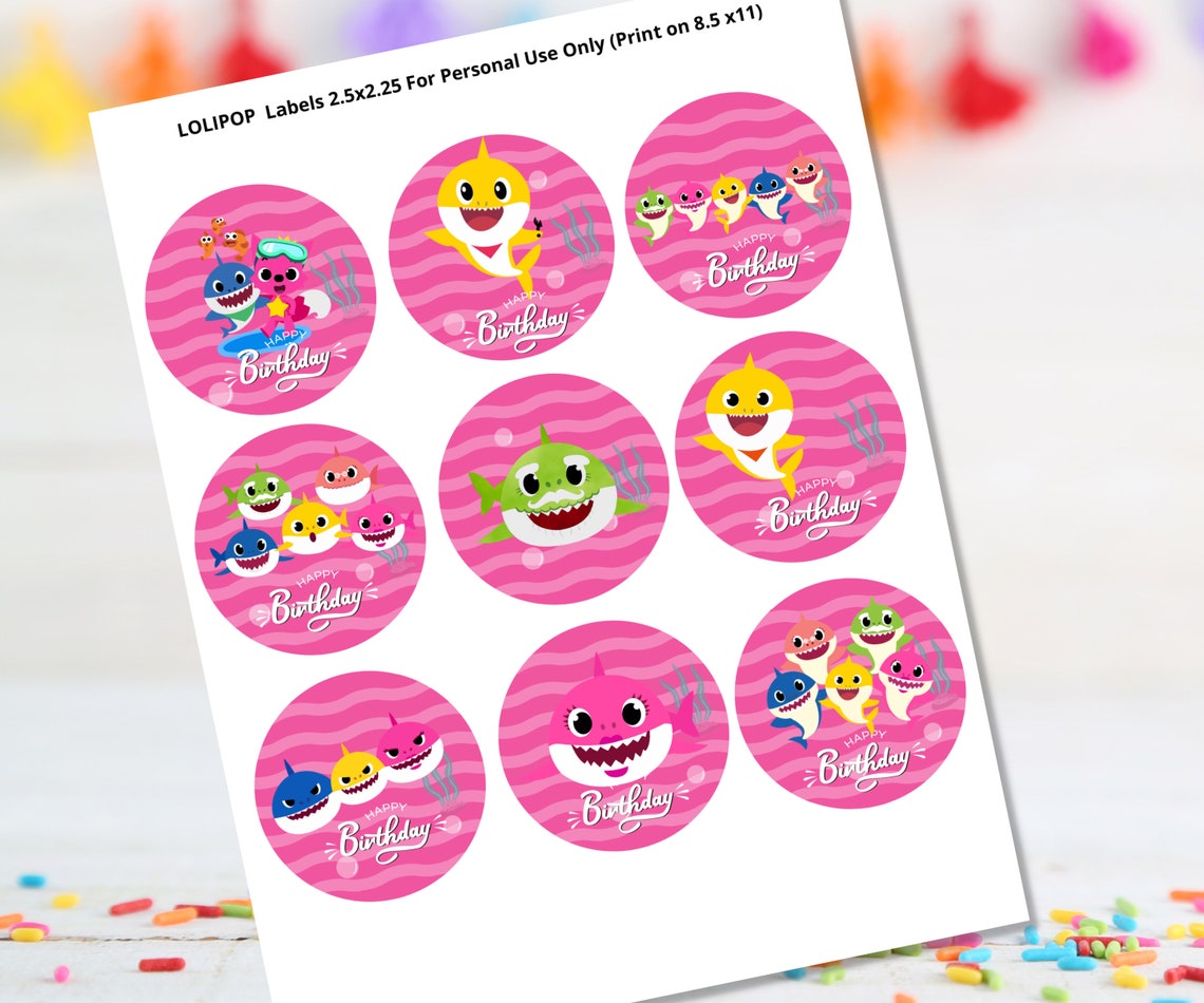 Baby Shark Lollipop Labels Baby Shark Birthday Party Baby | Etsy