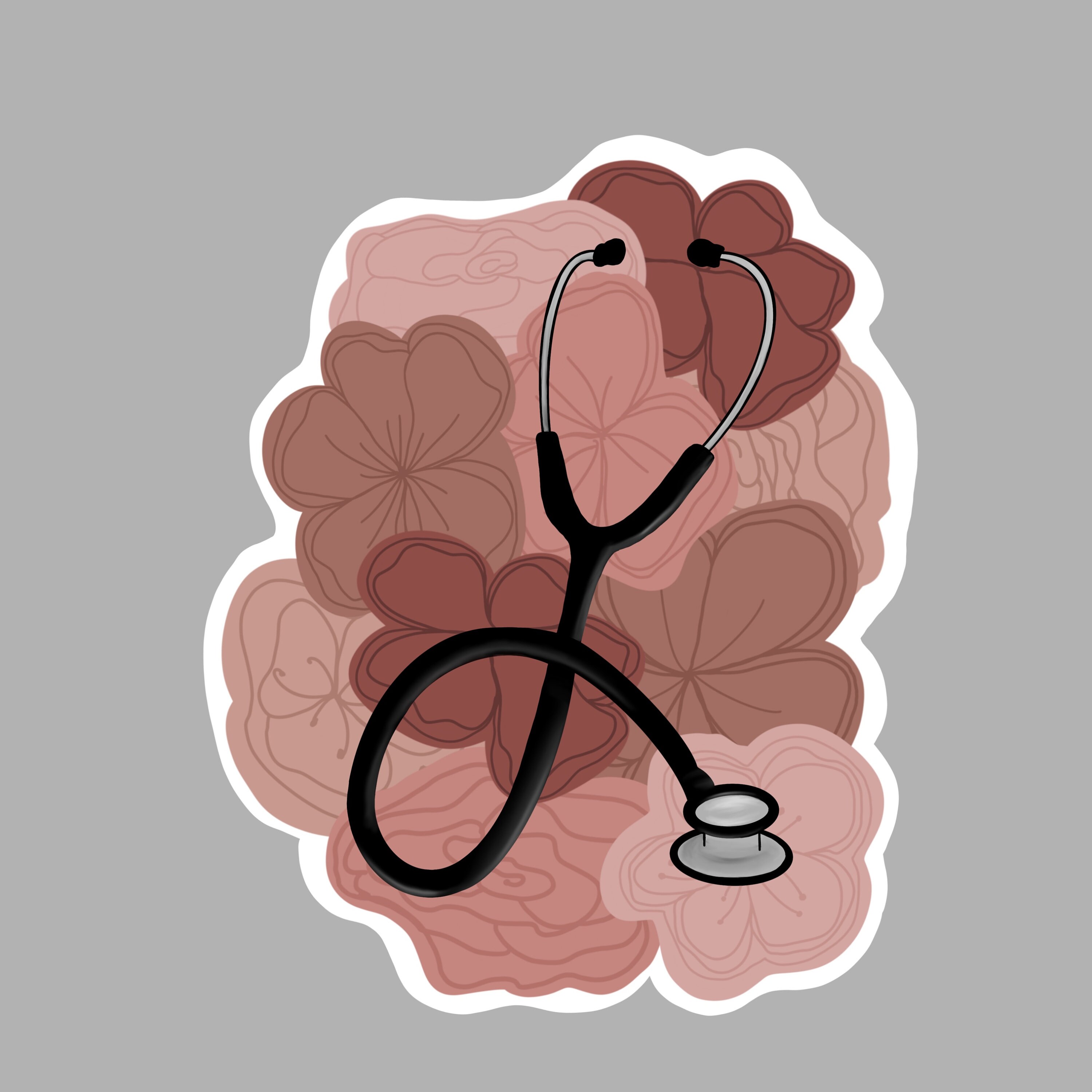 FLORAL STETHOSCOPE STICKER/ Sticker for Water Bottles, Laptops - Etsy