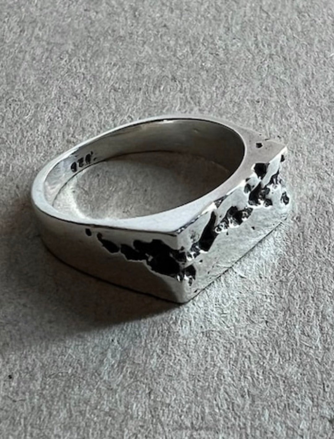 KRAKT SIGNET Ring, Rustic Silver, Bands Silver, 925 Silver Signet Ring ...