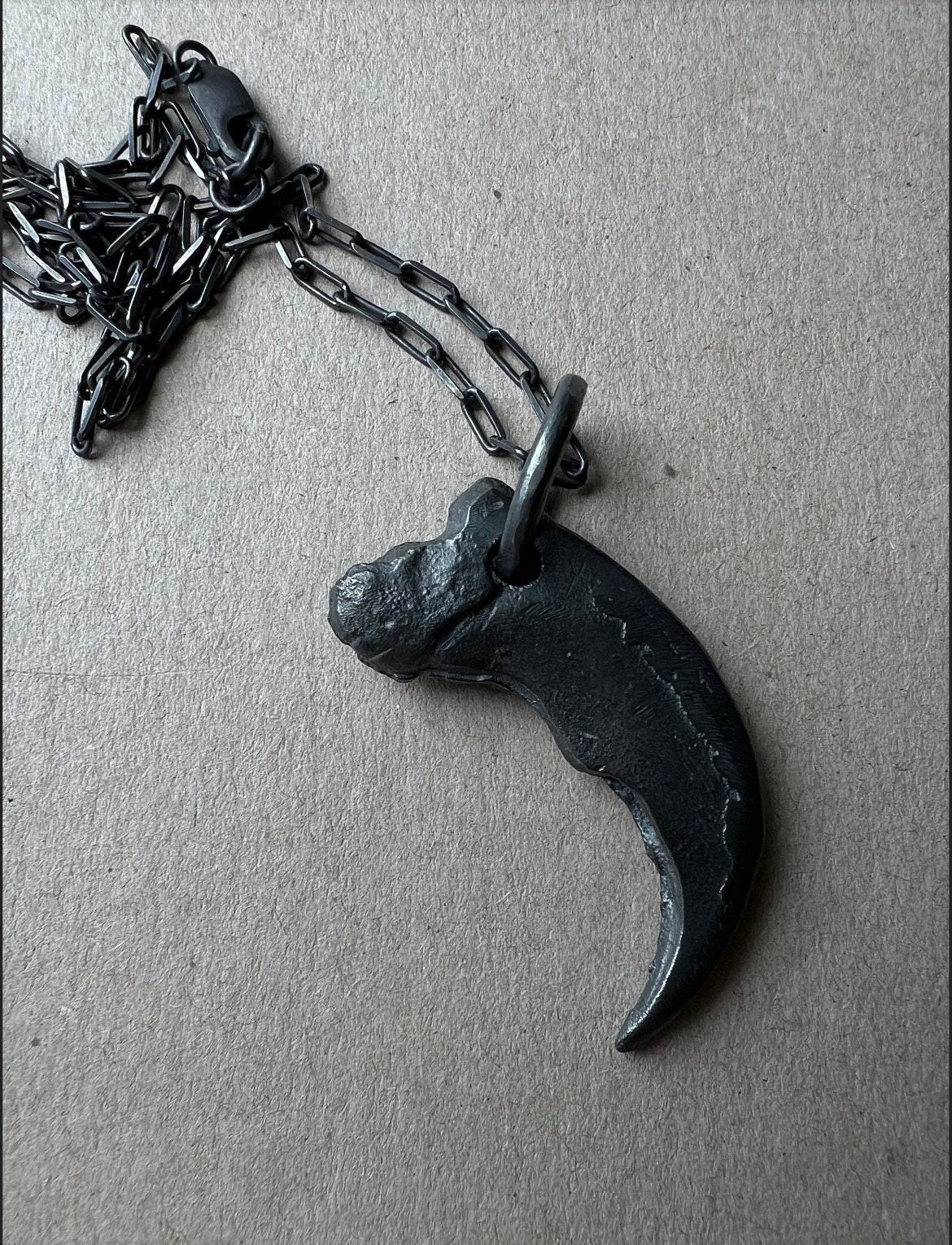 BLACK GRIZZLY BEAR Claw Pendant, 925 Silver Bear Claw Necklace, Black ...