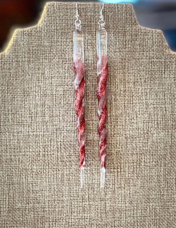 ICY HOT Red Glitter Acrylic Icicle Earrings - Etsy