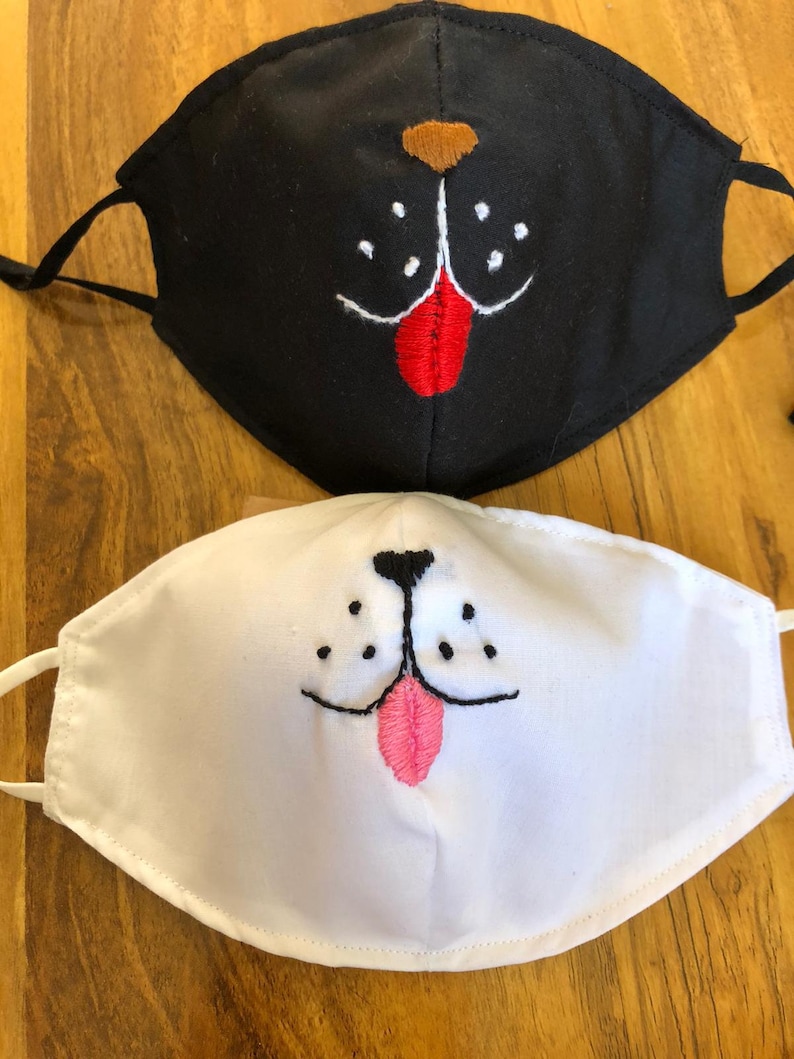 Dog Embroidered Face Mask - Etsy