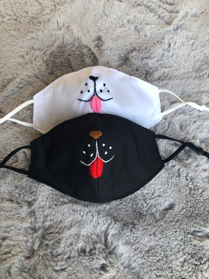 Dog Embroidered Face Mask - Etsy
