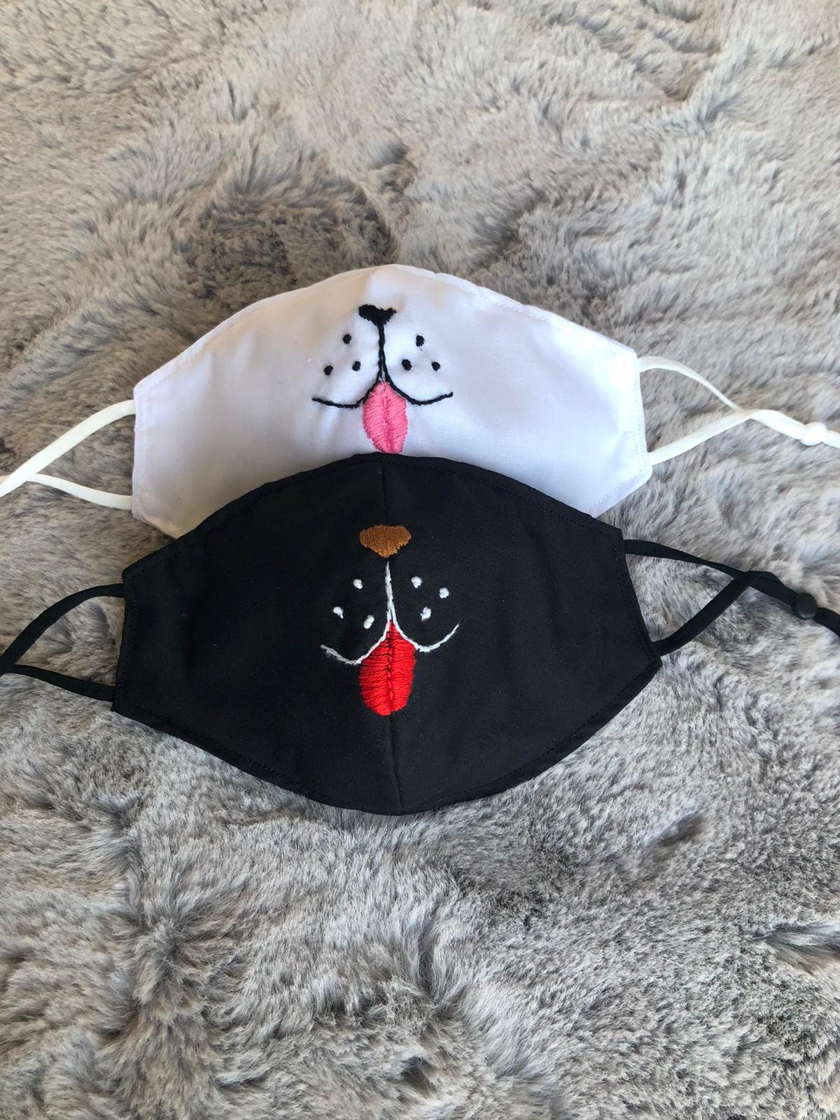 Dog Embroidered Face Mask - Etsy
