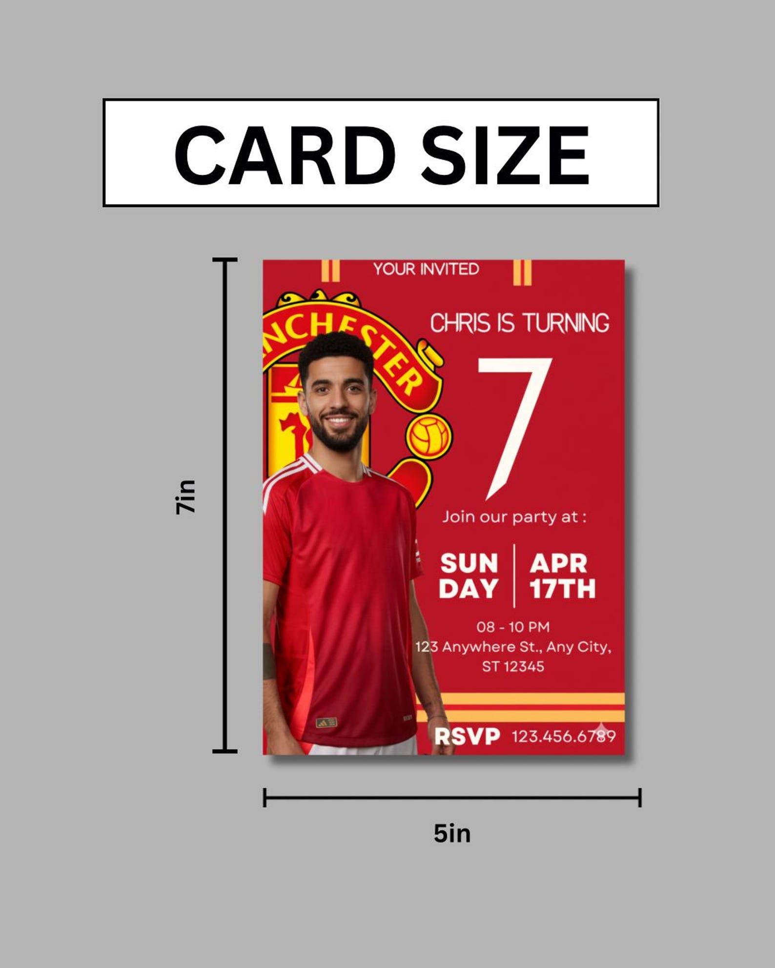 Manchester United Inspired Birthday Invitation | Editable Soccer ...