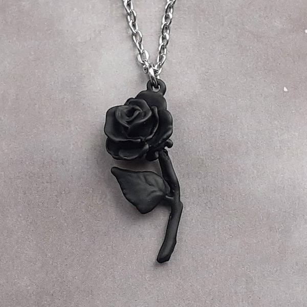 Black Rose Necklace - Etsy