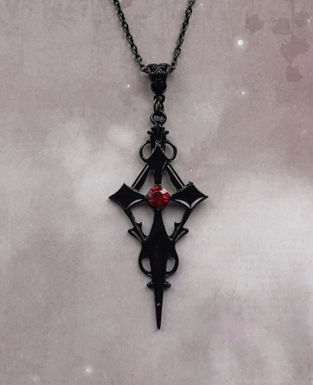 Black Vampire Cross Necklace - Etsy