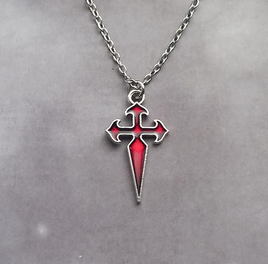Red Gothic Cross Necklace: Steel Chain Gothic Jewellery - Etsy