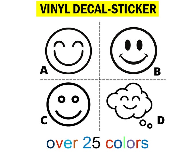 Happy Face Vinyl Decals Sticker Emoticons Emojis Symbols - Etsy